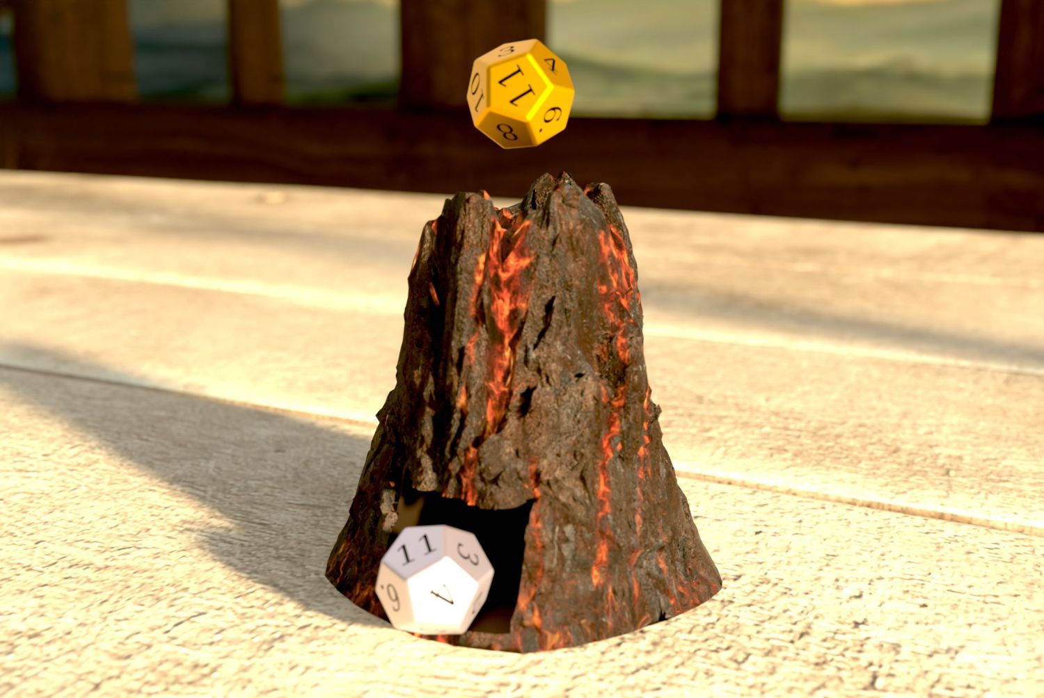 Bring explosive energy to every roll with the Volcano Dice Tower , a ...